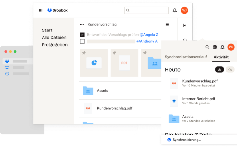 Desktop-Erlebnis von Dropbox für macOS und Windows