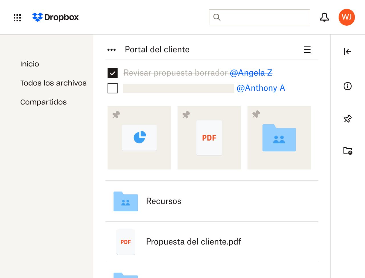 Experiencia de la aplicación de Dropbox para escritorio en macOS y Windows