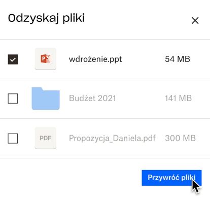 Dodatek Rozszerzona historia wersji — Dropbox
