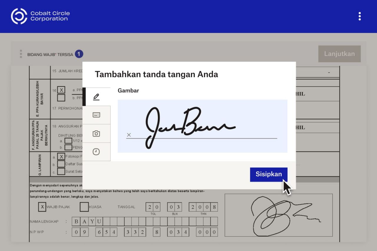 Tanda Tangan Tersemat - Dropbox