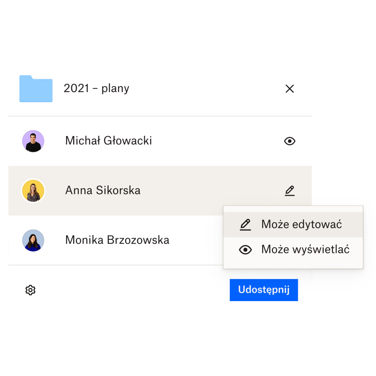 Udostępnij foldery - Dropbox